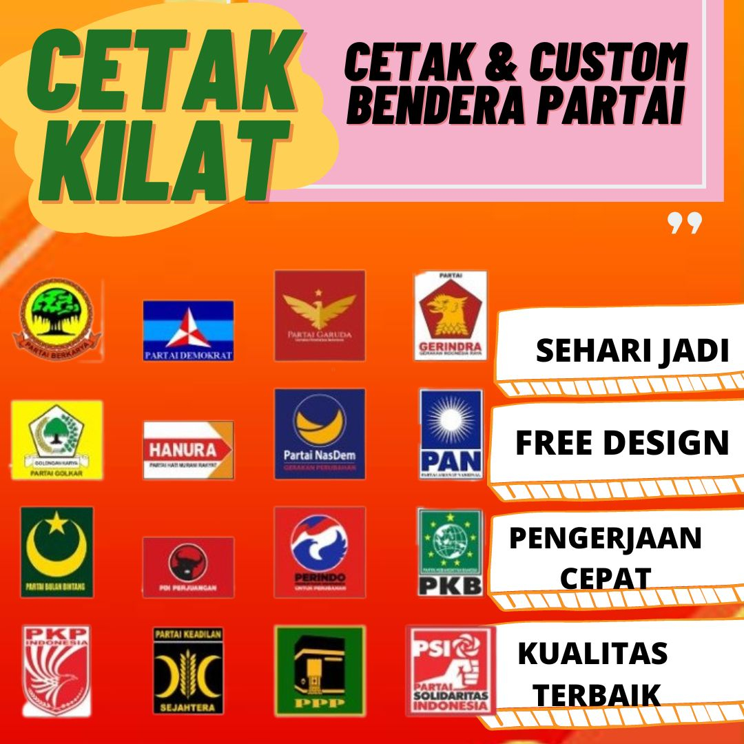 Jual BENDERA PARTAI/BENDERA POLITIK/BENDERA BISA CUSTOM | Shopee Indonesia