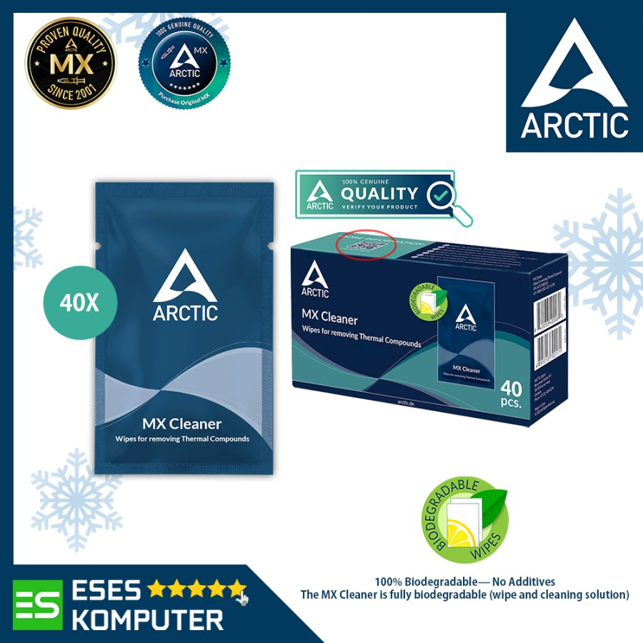 Jual ARCTIC MX CLEANER | Wipes for removing Thermal Compounds (40 ...