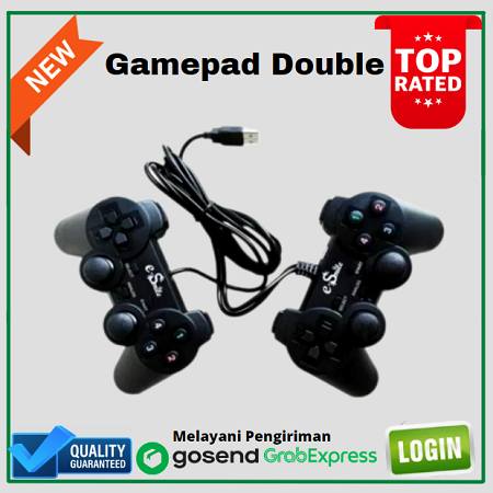 Jual Gamepad Double Hitam E-Smile PC Dual Shock Controller USB | Shopee Indonesia