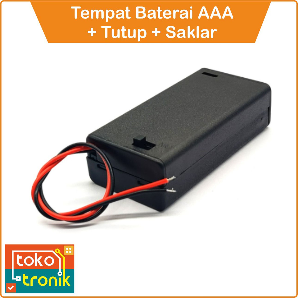 Jual Box Baterai 2x AAA dg Tutup dan Saklar Battery Holder AAA Switch ...