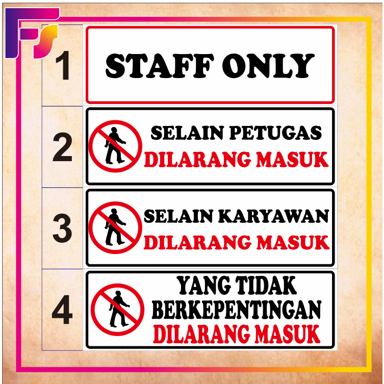 Jual Stiker waterproff staff only,yang tidak berkepentingan dilarang ...