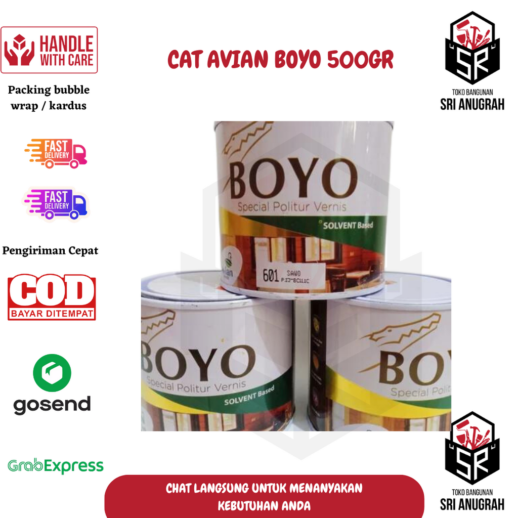 Jual AVIAN Boyo Special Politur Vernis Solvent Base 500Gram | Shopee ...