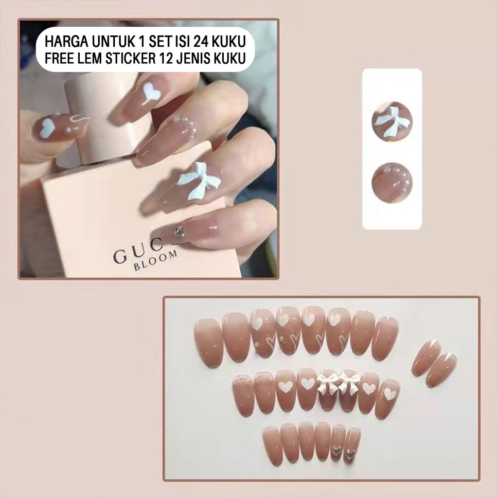 Jual Kuku palsu 3d nail art timbul lucu fake nails panjang estetik ...