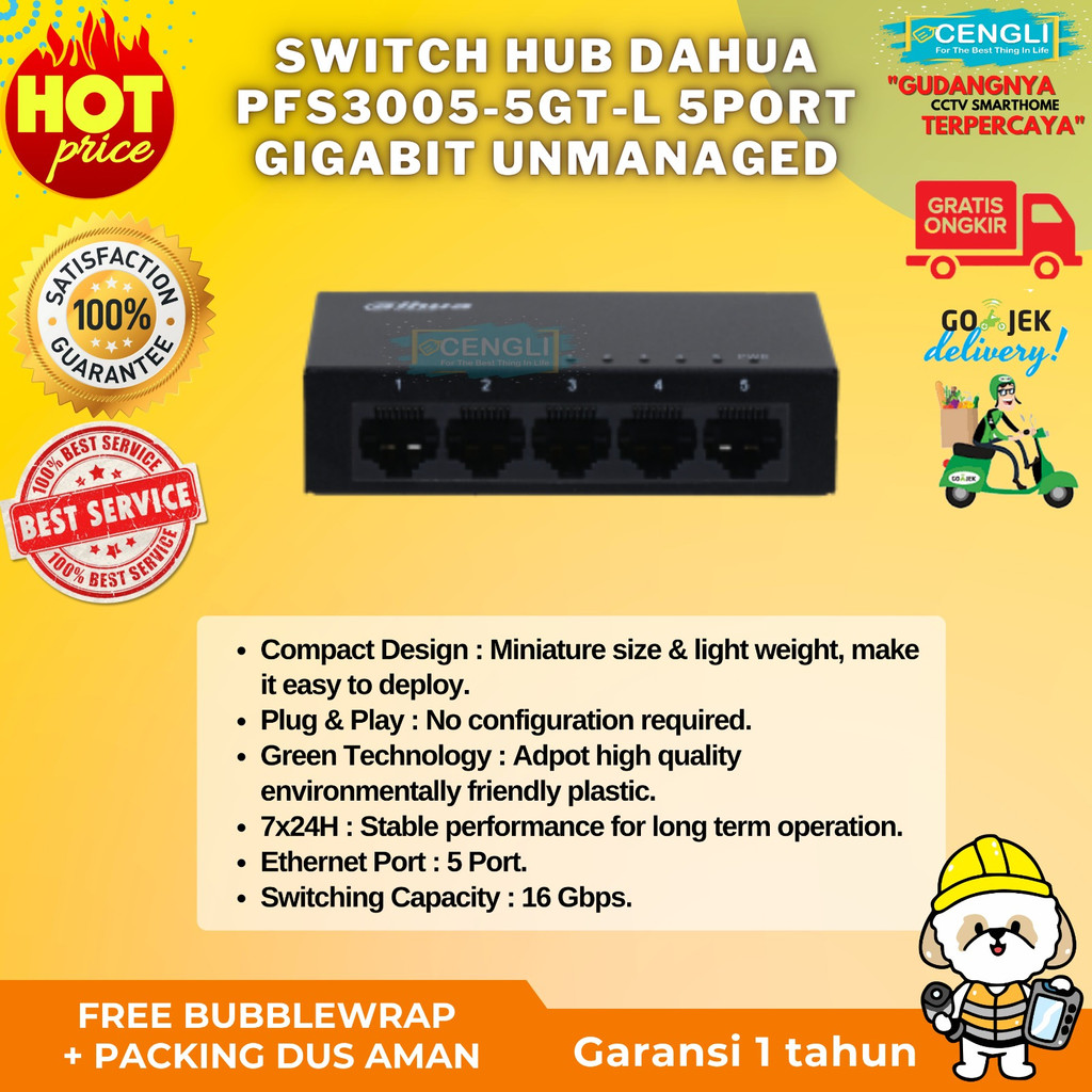Jual Switch Hub Dahua PFS3005-5GT-L 5 PORT Gigabit Unmanaged Switch | Shopee Indonesia
