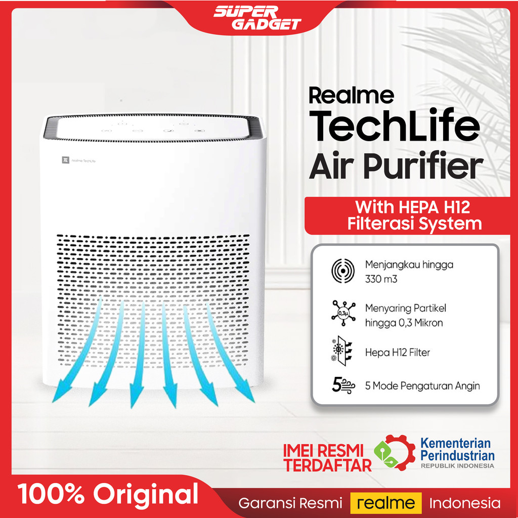 Jual Realme Techlife Air Purifier Hepa FIlter 220~240V Pembersih Penyaring Udara Garansi Resmi ...