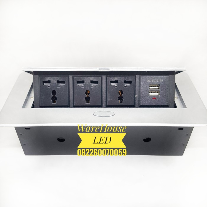 Jual Stop Kontak Meja Flip Up Stopkontak Table Socket SILVER Meeting ...