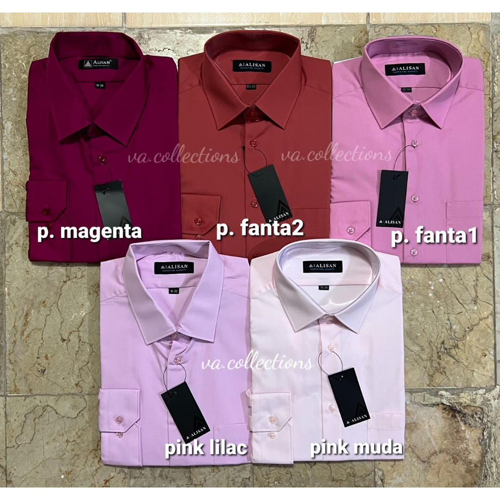 Jual ALISAN REGULAR - KEMEJA POLOS LENGAN PANJANG PRIA PINK FANTA ...