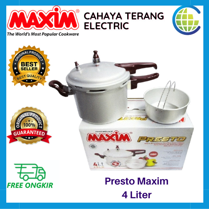 Jual Maxim Panci Presto 4 Liter Pressure Cooker 4L Pelunak Daging 20cm | Shopee Indonesia