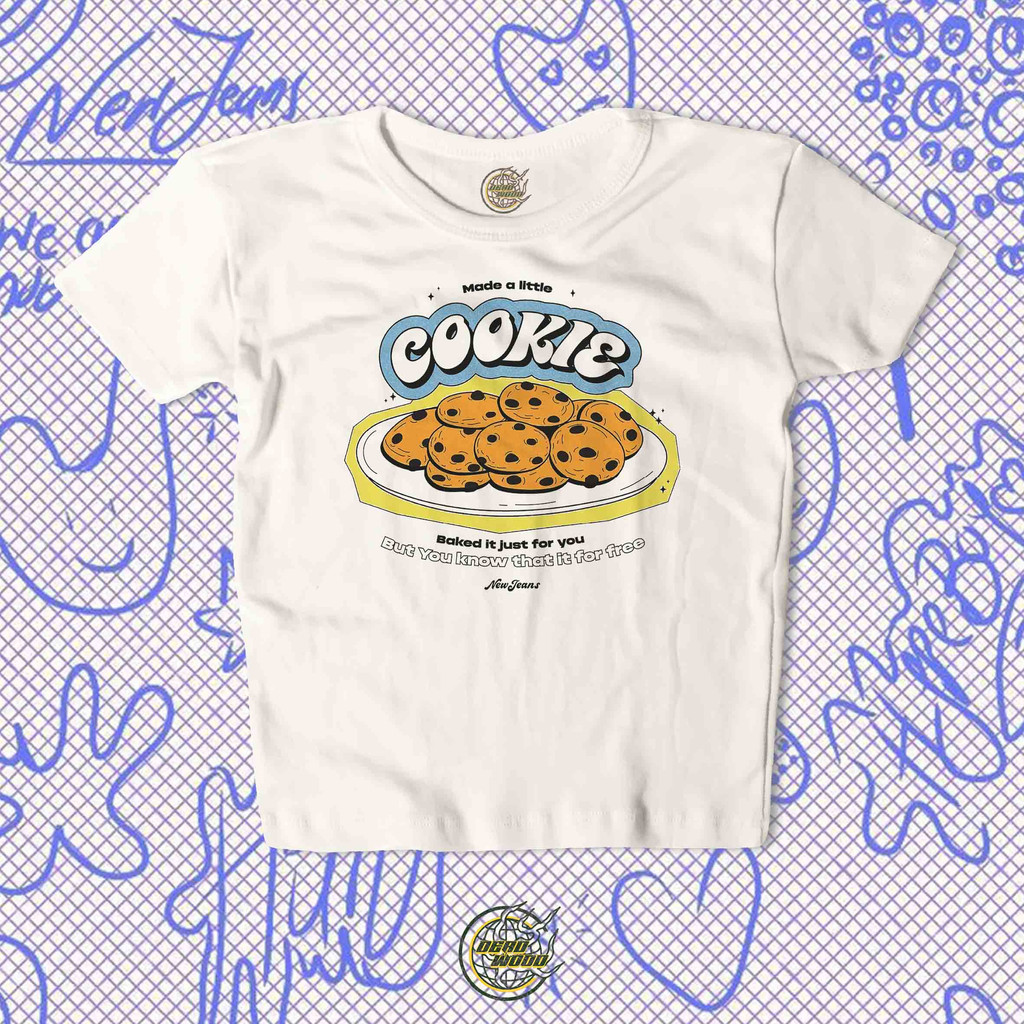 Jual crop top/baby tee made a little cookies y2k vintage style graphic ...