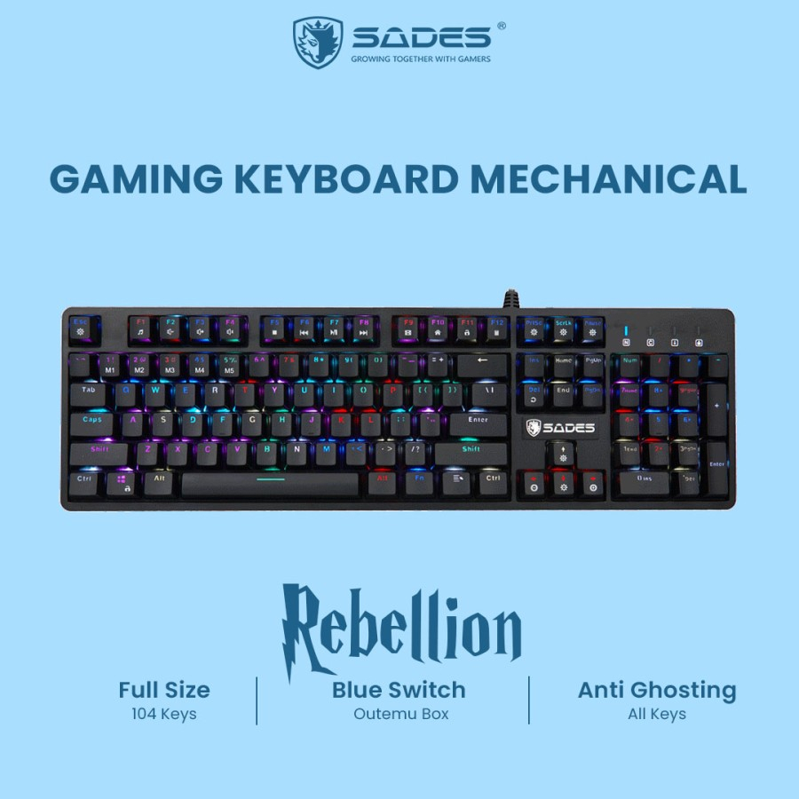 Jual Keyboard Gaming Mechanical Sades Rebellion / Outemu Removable ...