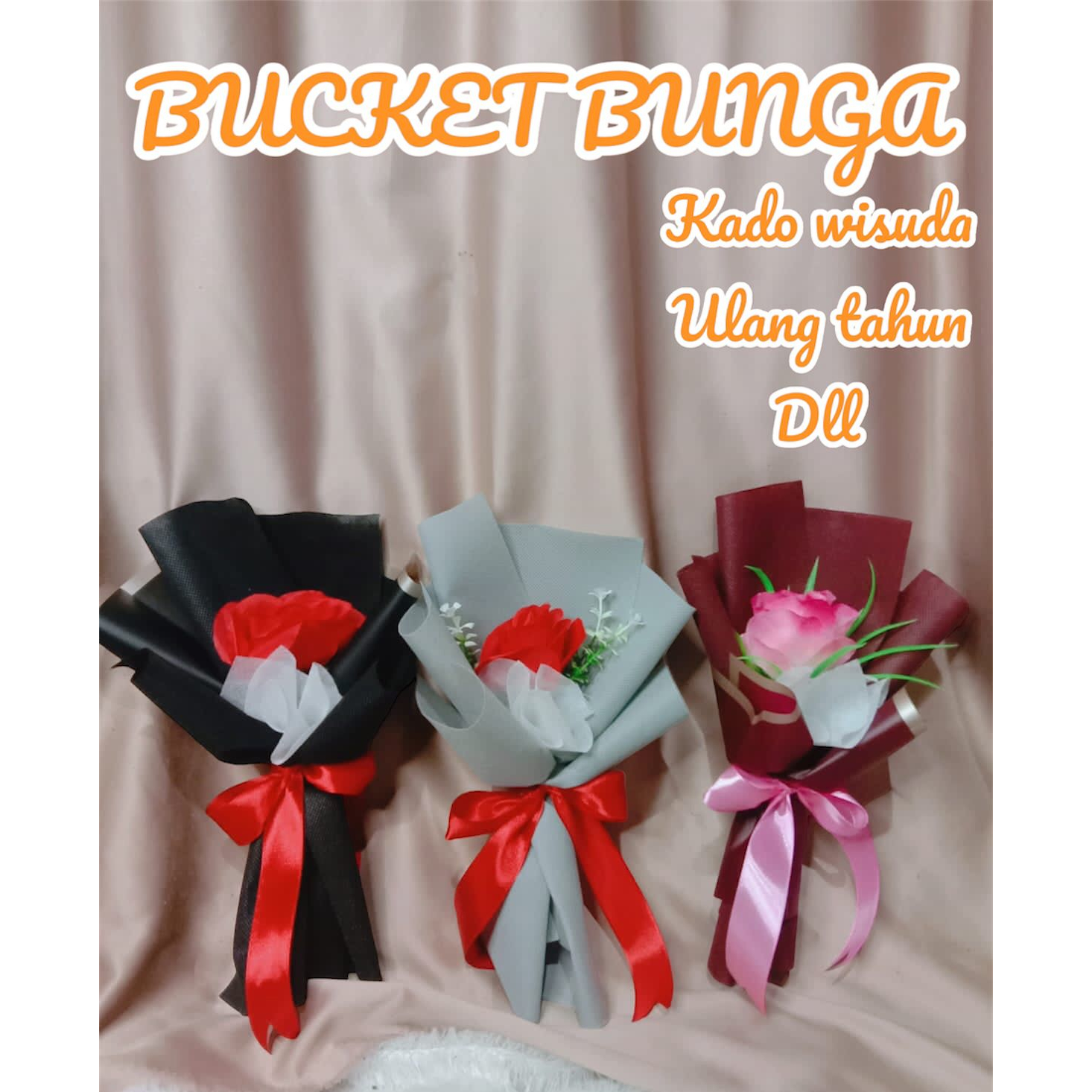 Jual LP03/bucket bunga/bucket wisuda/bunga pita/kado wisuda | Shopee ...