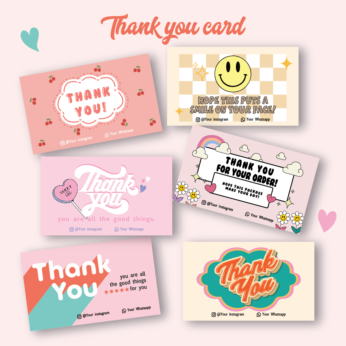 Jual Thank You Card custom 1 sisi 78 - 83 / Gift card / Aesthetic ...