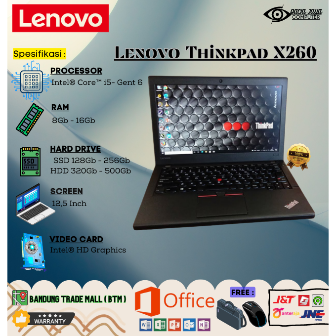 Jual Laptop Lenovo Thinkpad X260 Core i5 Gen 6 Ram 8GB Ssd 256GB | Shopee Indonesia
