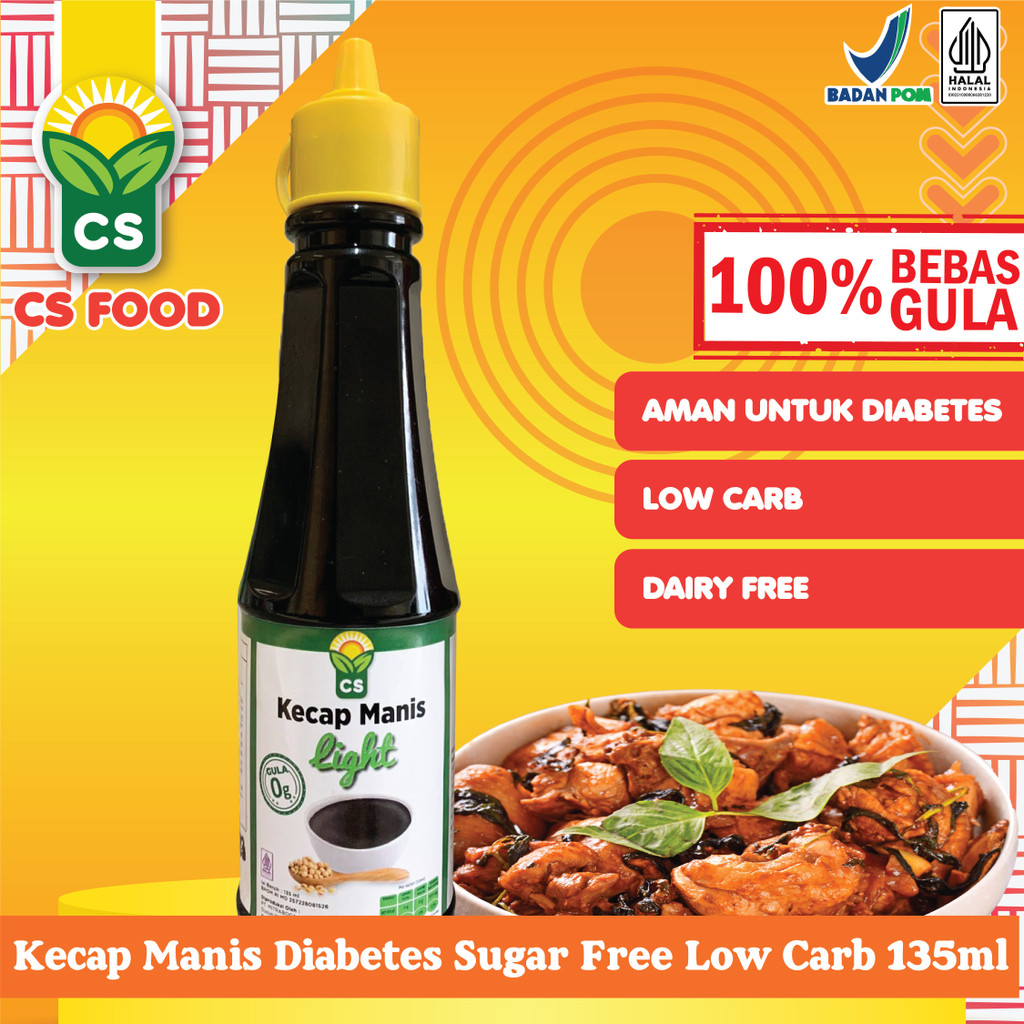 Jual Kecap Manis Diabetes Sugar Free Low Carb 135 ml - CS FOOD | Shopee ...