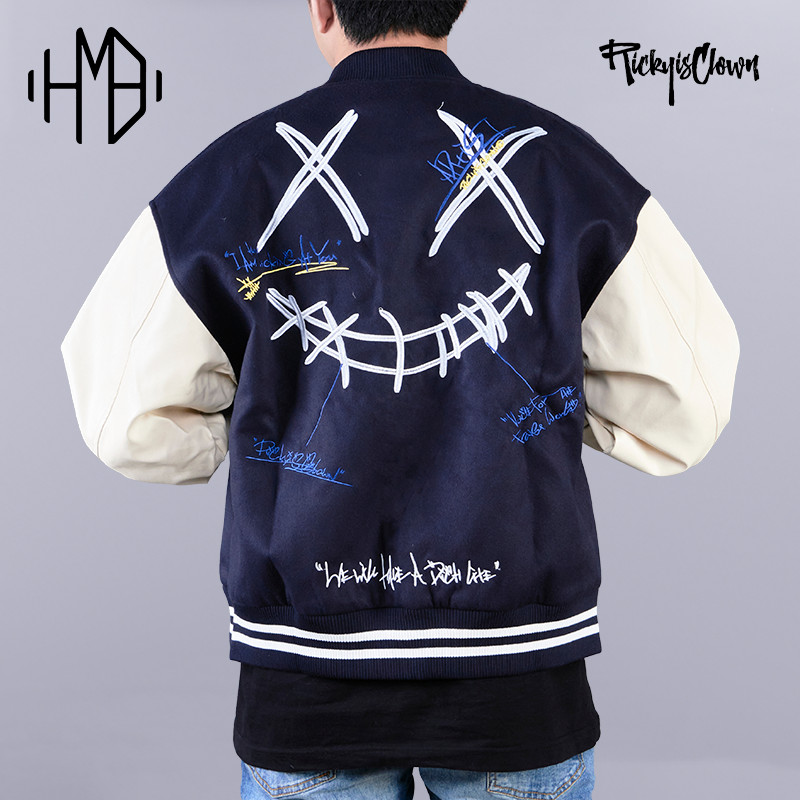 Jual RIC Ricky Is Clown Deconstructed Tearing Smiley Quilted Varsity ...