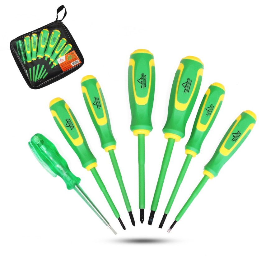 Jual Set Obeng Listrik 7 pcs YUKIDO Obeng Plus Minus dan Test pen ...
