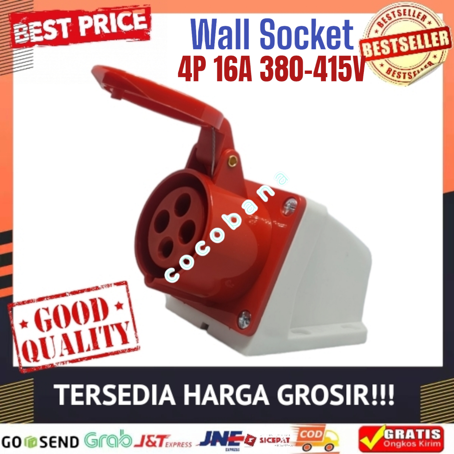 Jual Industrial Wall Socket 4P 16A 114 Surface Mounting Waterproof IP44 | Shopee Indonesia
