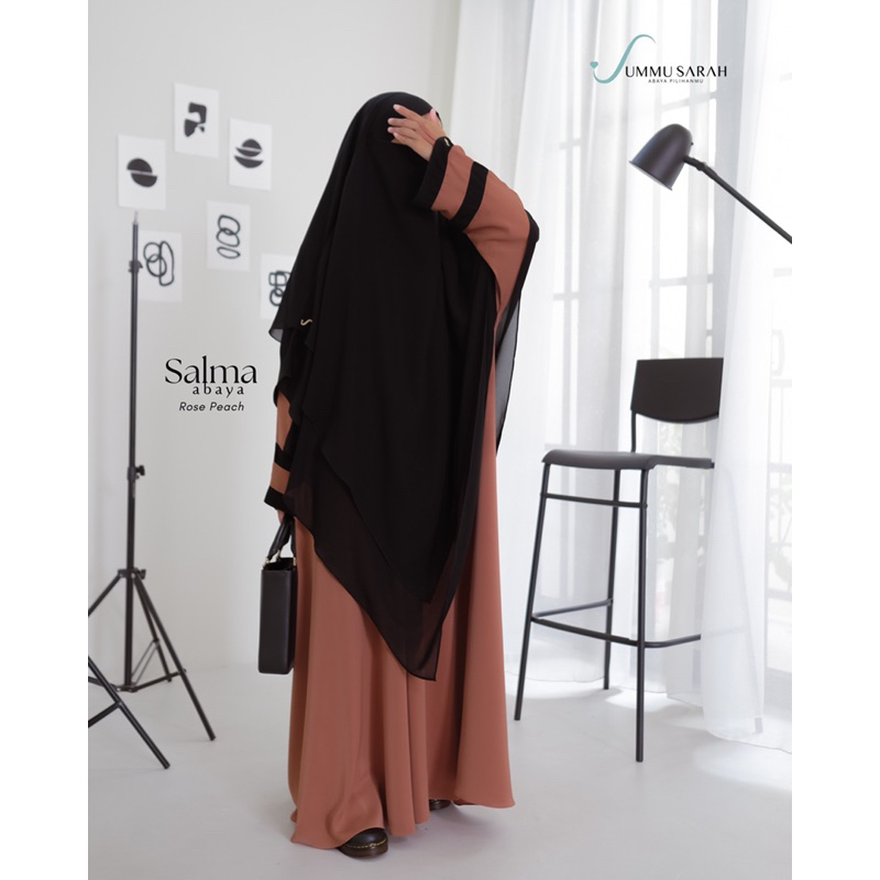 Jual UMMU SARAH-Salma Abaya+French Khimar warna Rose Peach | Shopee ...