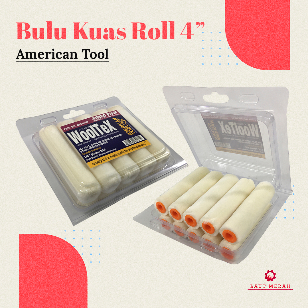 Jual Bulu Kuas Rol Kapal Cat Roll Kecil 4" Inch American Tool WoolTex ...