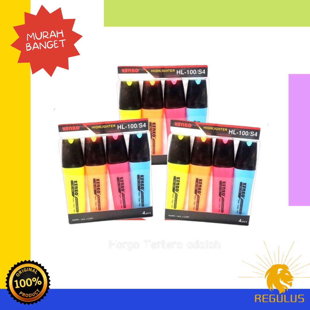Jual 1 Paket Stabilo Warna KENKO HL-100 Regulus | Shopee Indonesia