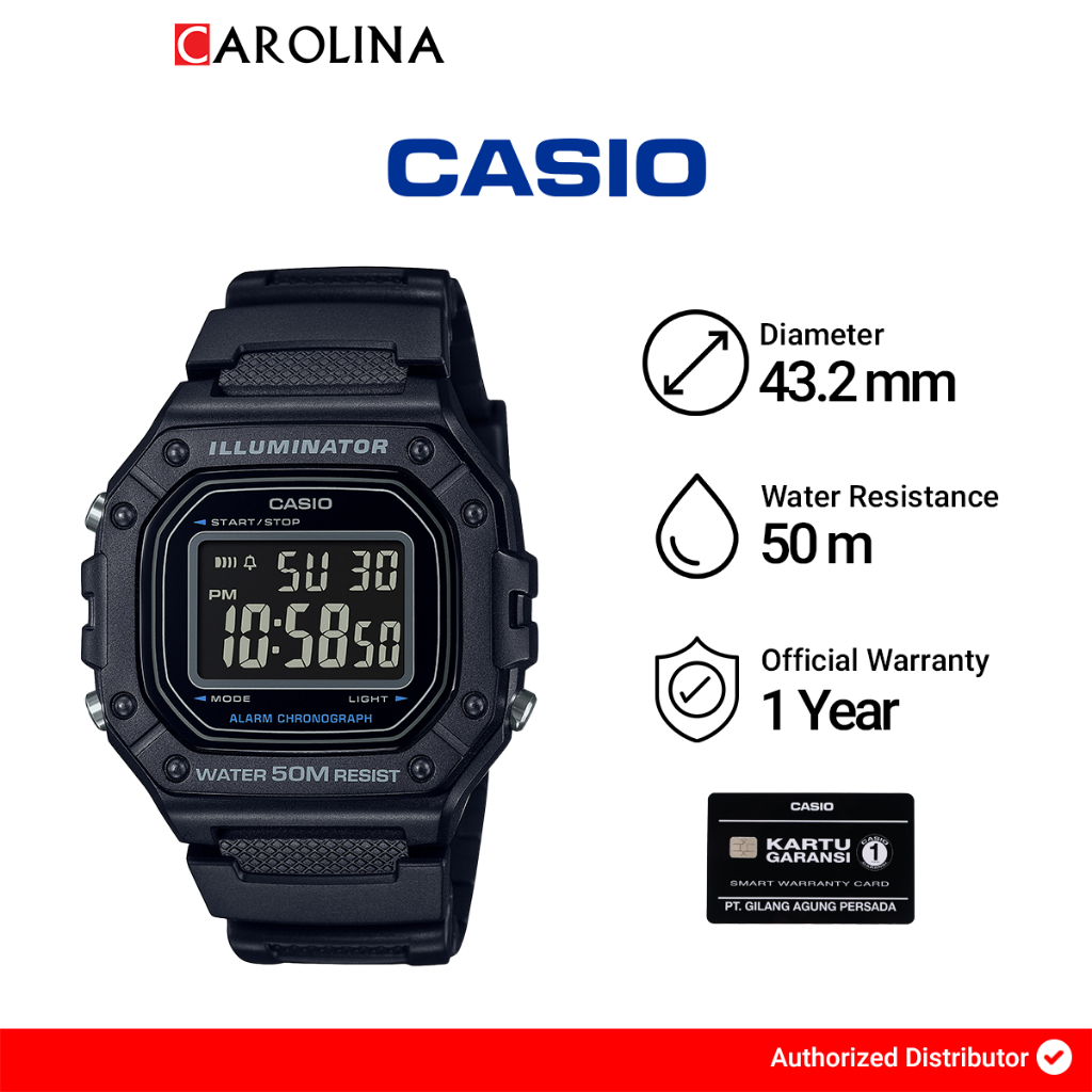 Jual Jam Tangan Unisex Casio General W-218H-1B Illuminator Digital Dial ...