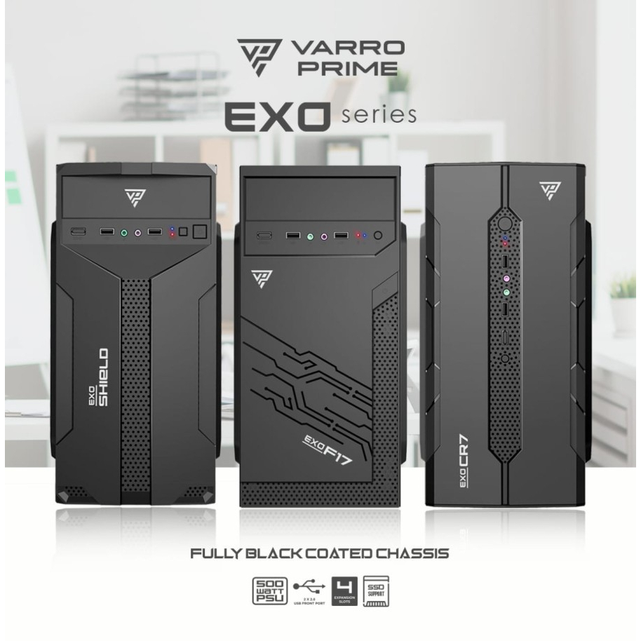 Jual CASING PC VARRO PRIME EXO SHIELD CR7 F17 MICRO ATX INCLUDE PSU ...