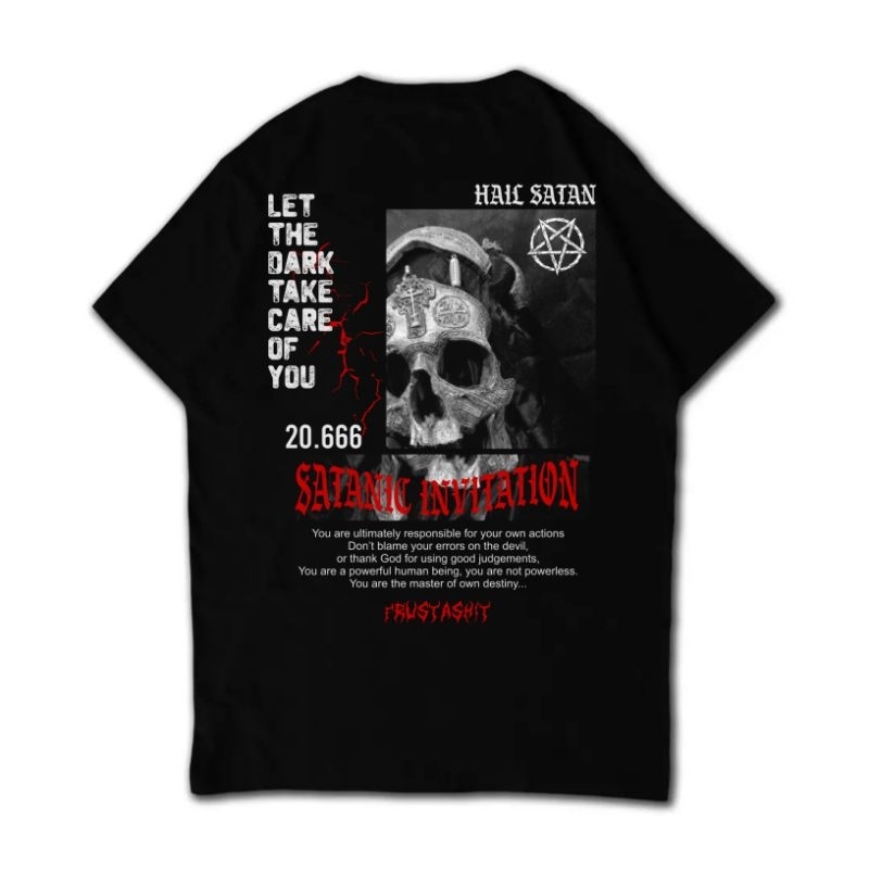 Jual FRUSTASHIT - HAIL SATAN | T-SHIRT | Shopee Indonesia