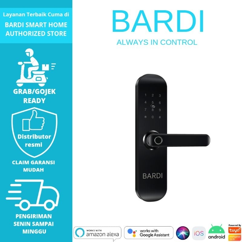 Jual BARDI Smart Home Door Lock Heandle RFID Fingerprint Waterproof ...