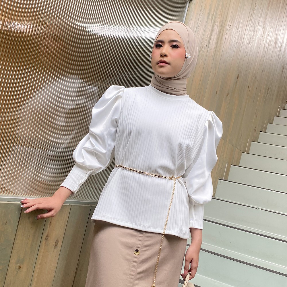 Jual Mybamus Kinan Puff Sleeve Tops - Blouse Lengan Ballon - Atasan ...