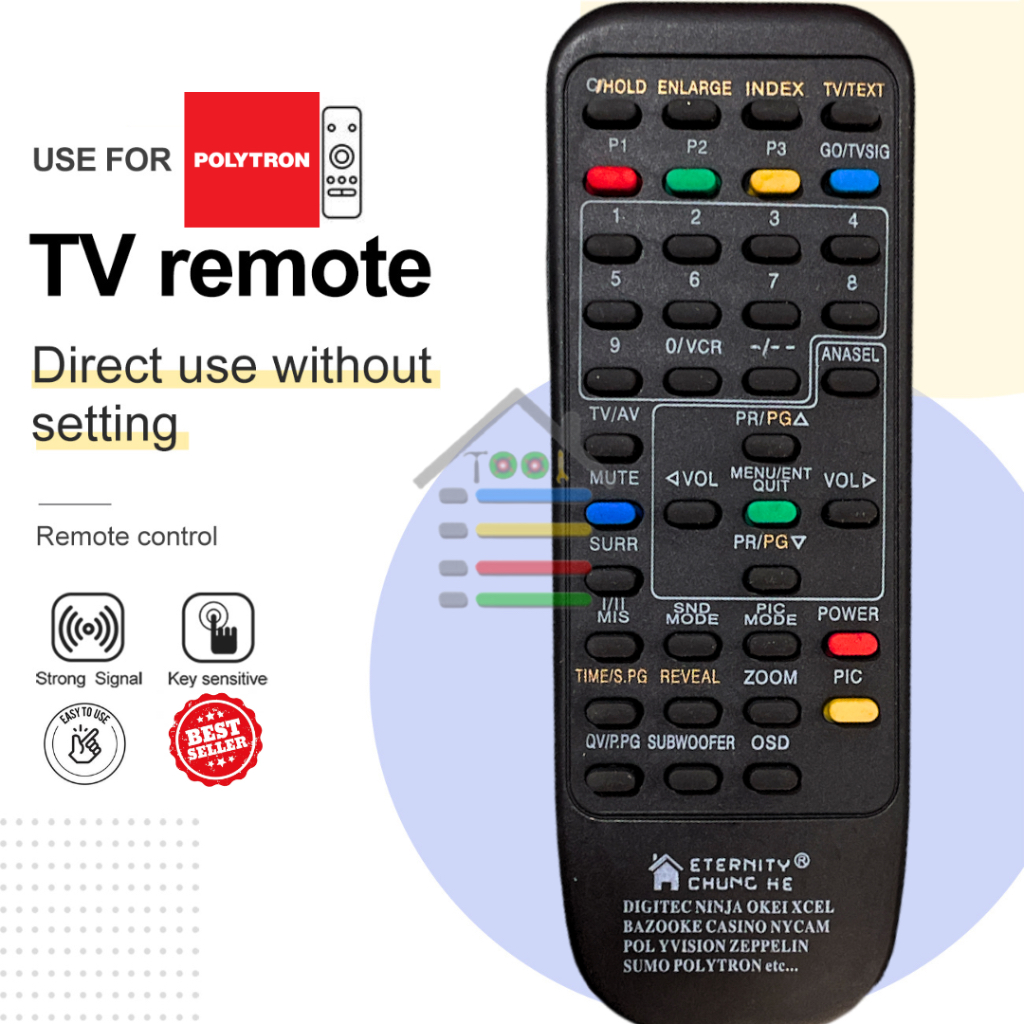 Jual remote tv tabung polytron minimax hitam digitec w/o DUS | Shopee ...