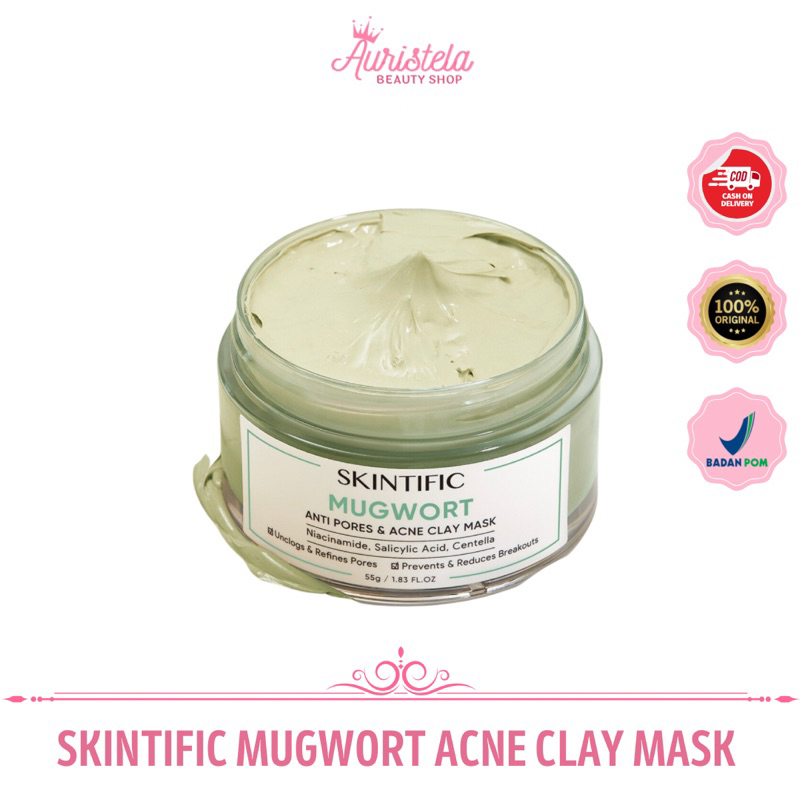Jual SKINTIFIC MUGWORT MASK ANTI PORES & ACNE CLAY MASK 55gr [READY ...