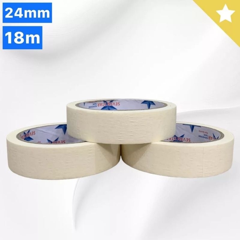 Jual Lakban Kertas Masking Tape 24mm x 25Yard Isolasi Kertas 24mm x ...