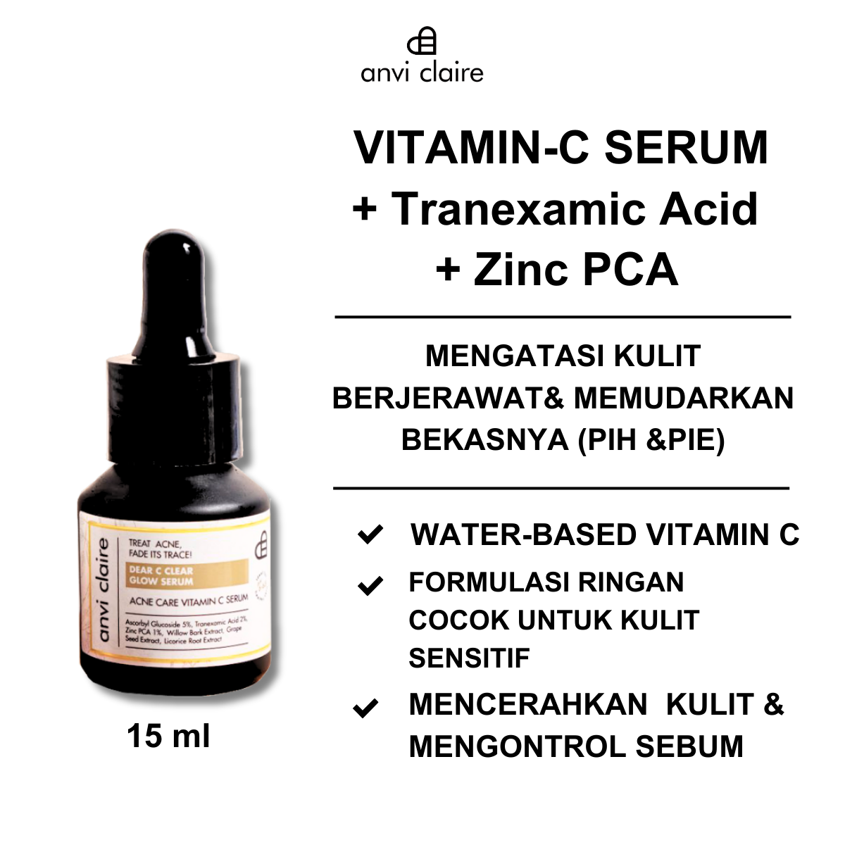 Jual ANVI CLAIRE Dear C Clear Glow Serum Acne Care Vitamin C | Shopee ...