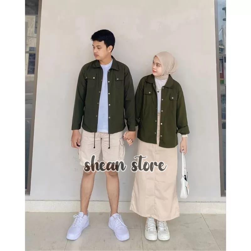 Jual Jaket Semi Parka Couple Set Korean Style - Kemeja Semi Parka Outer ...