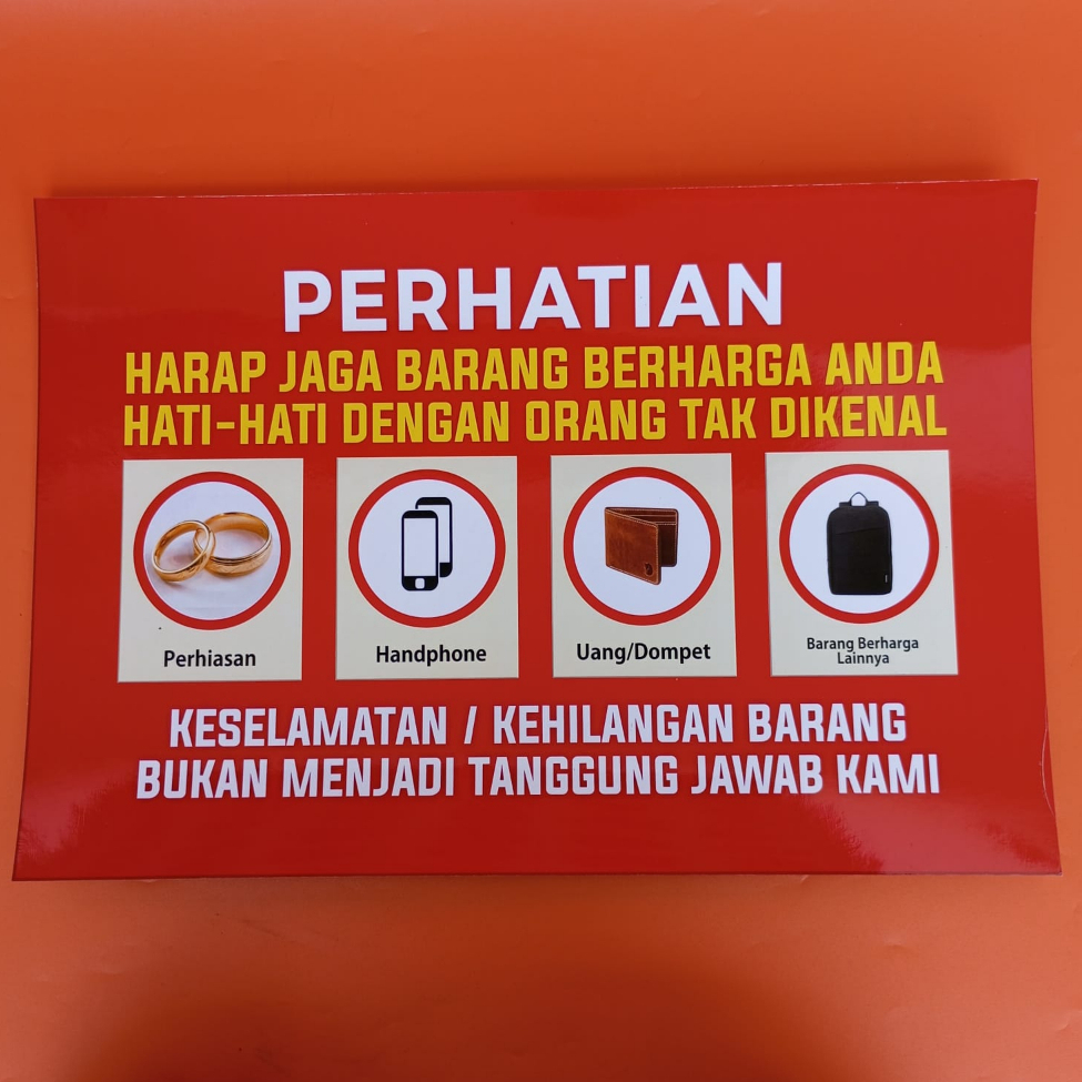 Jual Poster Harap Jaga Barang Berharga Anda, Poster Himbauan, Poster ...