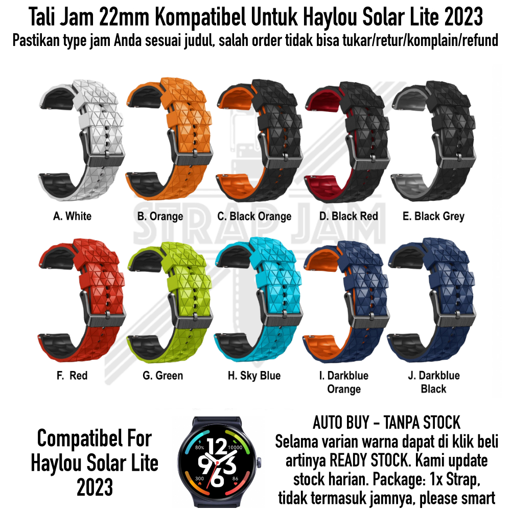 Jual HPF Tali Jam Tangan Haylou Solar Lite 2023 - Strap 22mm Rubber ...