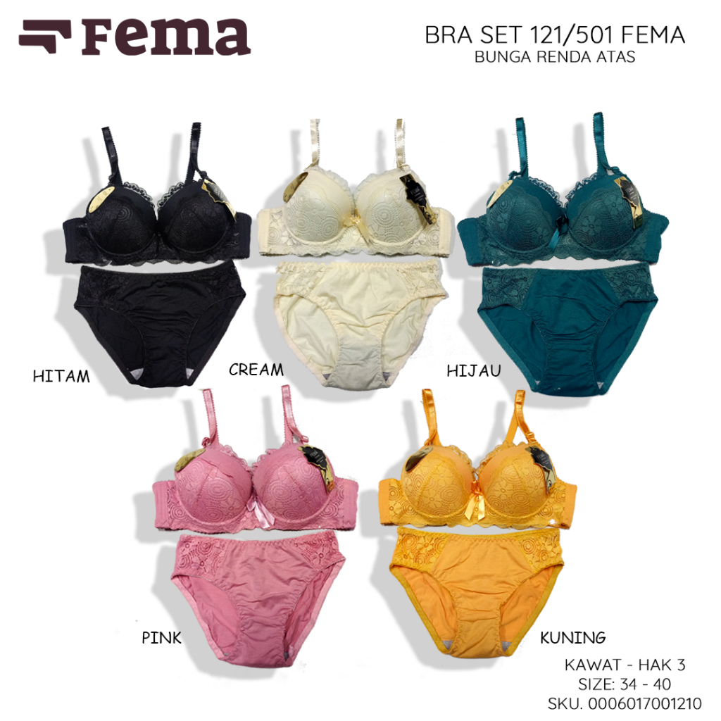 Jual FEMA Official Shop Ecer 1 Pcs BH Bra Set 121/501 Bunga Renda Atas ...