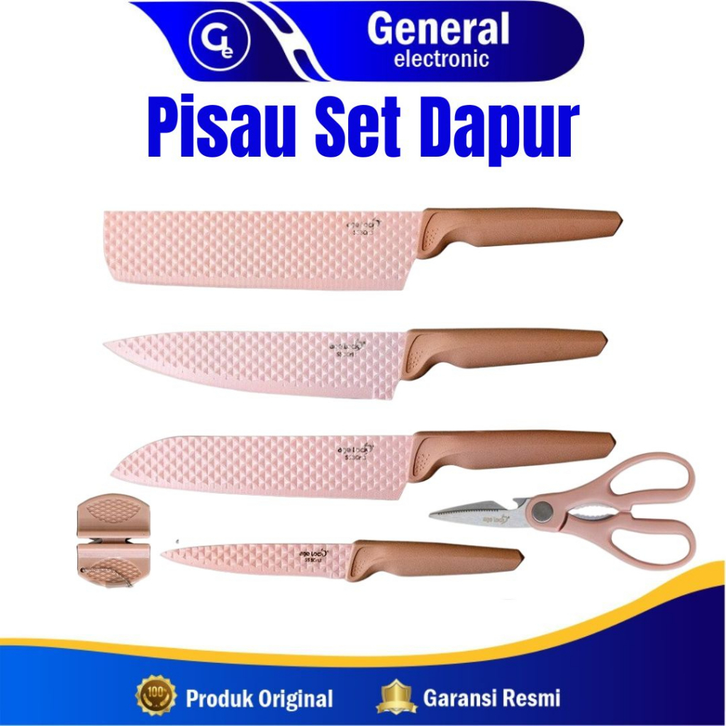 Jual Age Lock Kitchen Knife Set 6 In 1 - Set Pisau Dapur Lengkap Anti ...