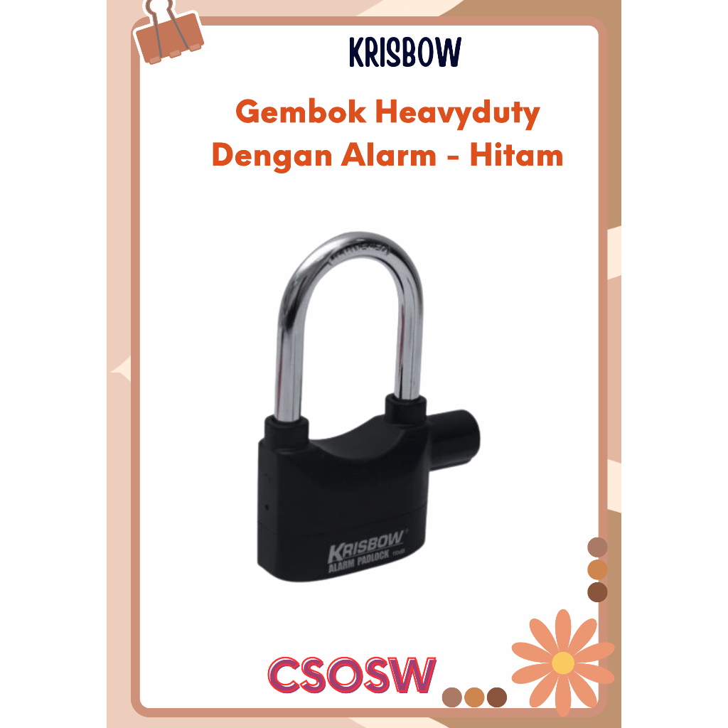 Jual Krisbow Gembok Heavyduty Dengan Alarm Hitam Steel Padlock Besi ...