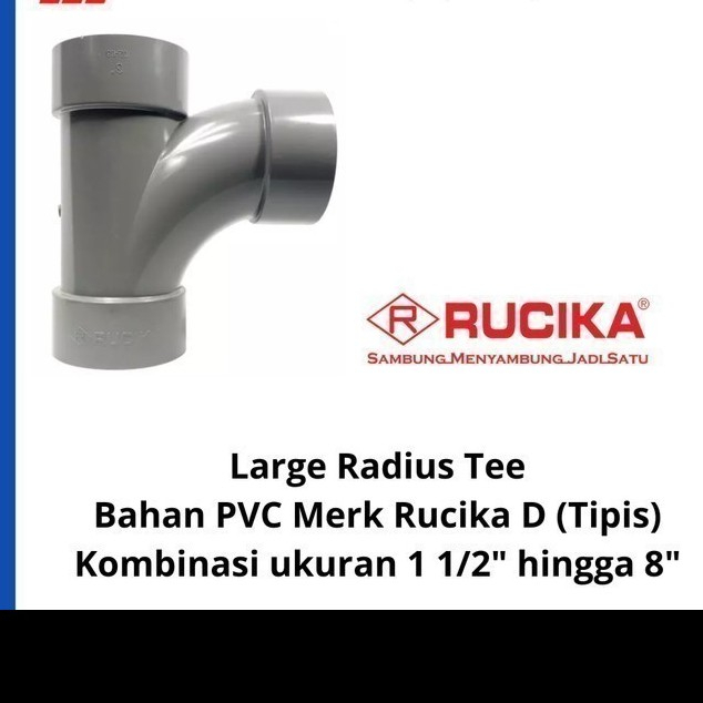Jual Large Radius Tee Y 4" x 4" inch PVC Rucika D 90 derajat | Shopee Indonesia