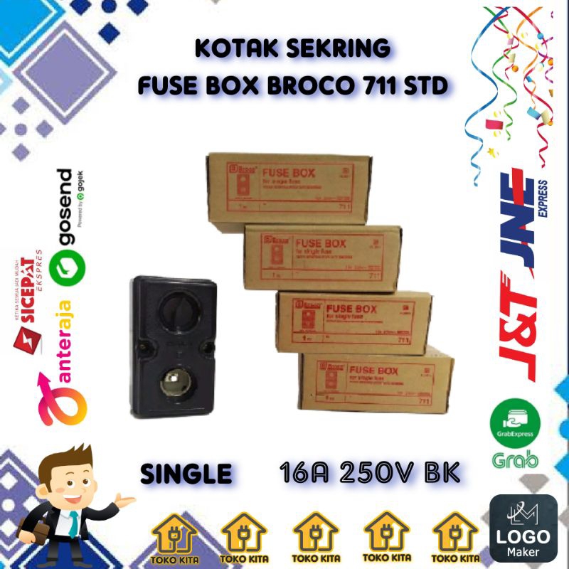 Jual KOTAK SEKRING FUSE BOX BROCO 711 STD SINGLE 16A 250V BK | Shopee ...