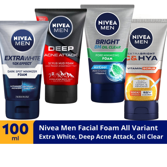 Jual FACIAL WASH NIVEA MEN 100ml Deep Acne Attack Scrub Mud Foam | C ...