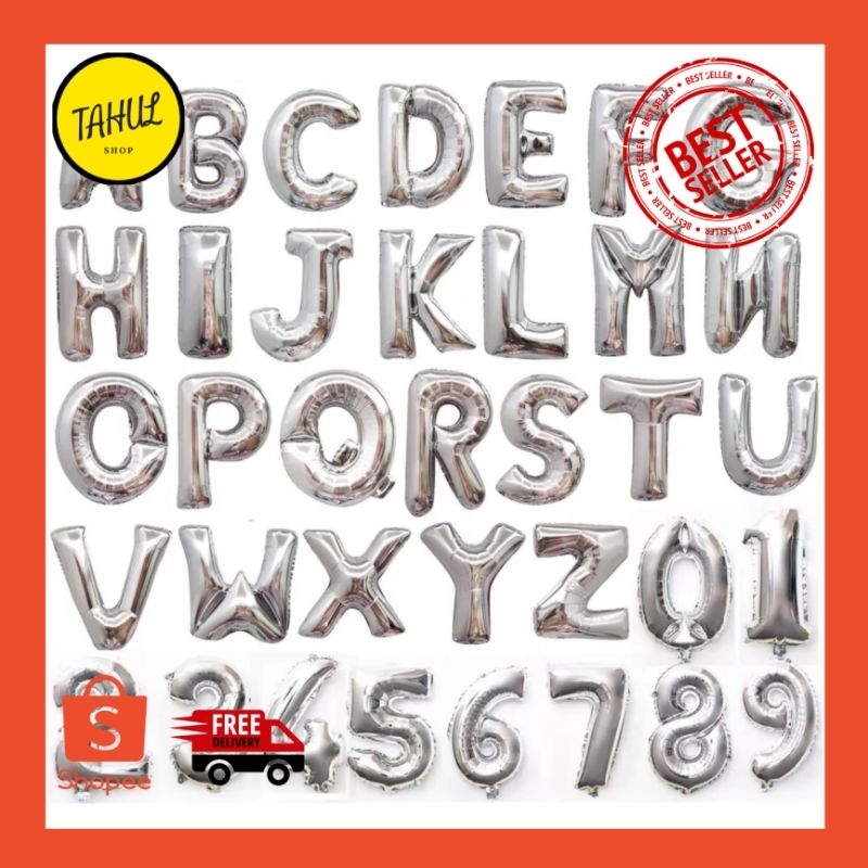 Jual BALON FOIL SILVER Balon Huruf Foil dan Balon Angka foil / Balon ...