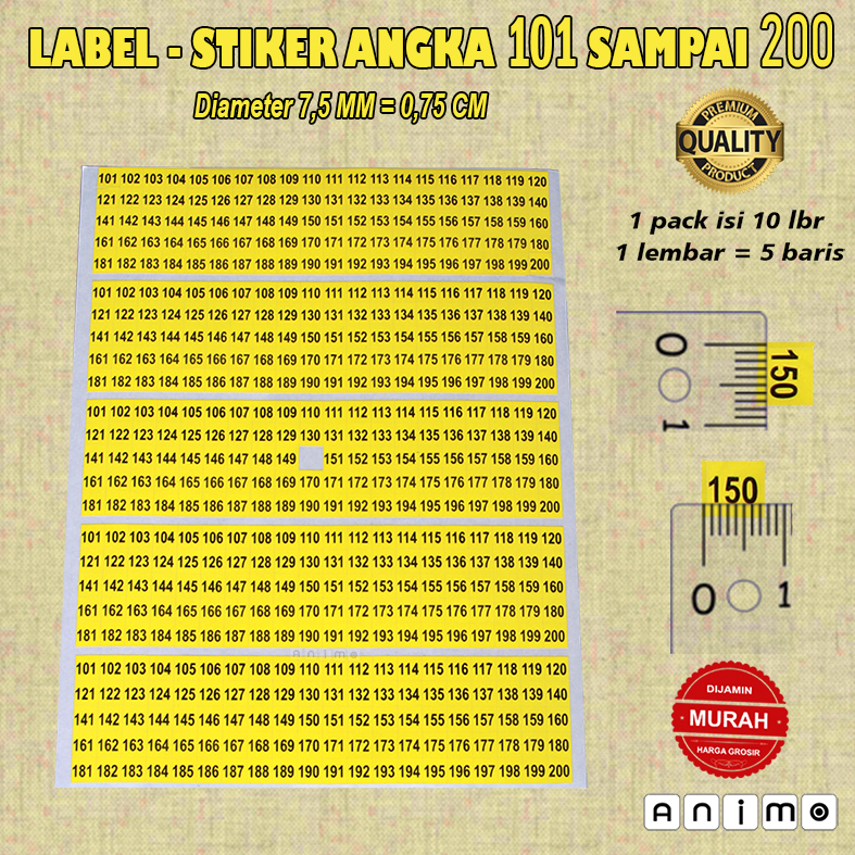Jual LABEL - STIKER ANGKA WARNA 101 SD 200 - COLOR NUMBER STICKERS 101 ...