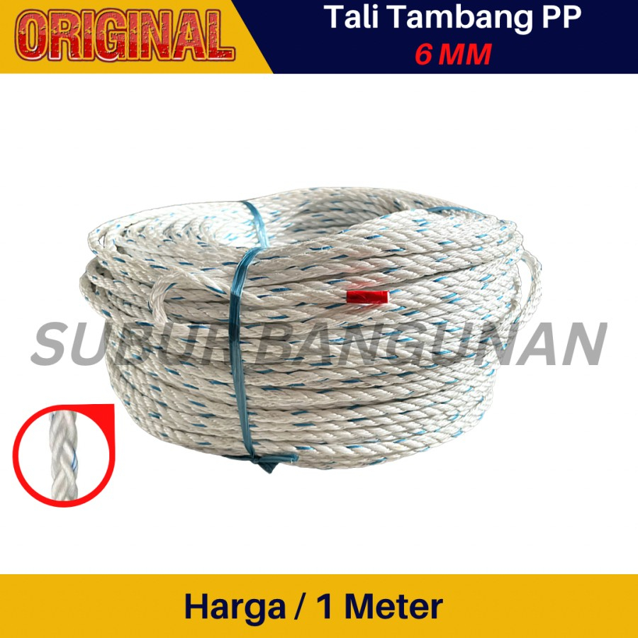 Jual Tali Tambang 6 Mm/ Tali PP / Tali Tampar Propyline 6 Mm eceran ...