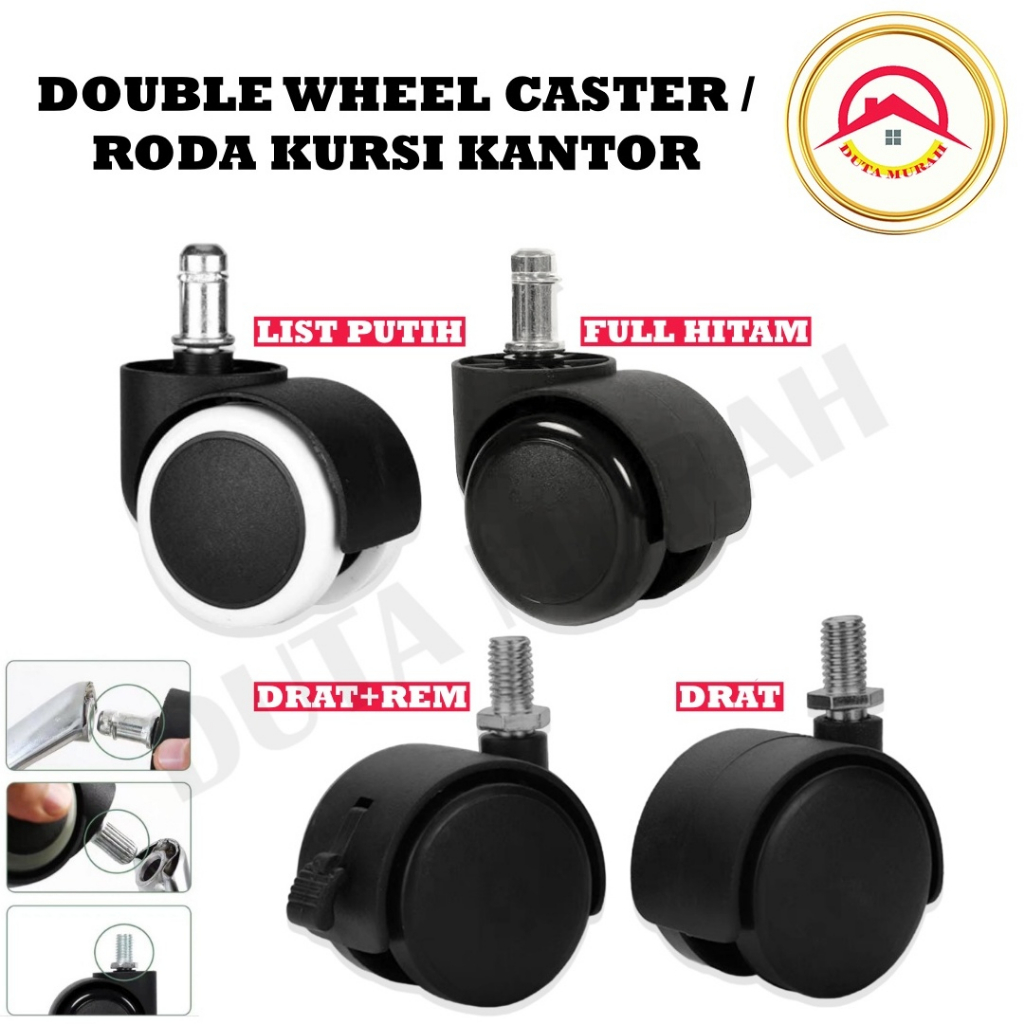 Jual Roda Caster Kursi Kantor/ Roda Kastor Kursi Rak 2 INCH | Shopee Indonesia