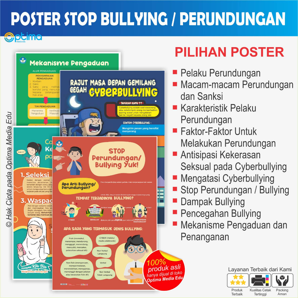 Jual Poster Stop Bullying dan Perundungan BK Untuk SD, SMP, SMA, SMK, Madrasah, Umum, dll ...