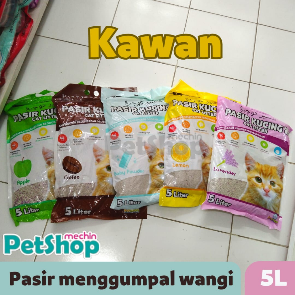 Jual PASIR KAWAN 5L (PASIR KUCING MENGGUMPAL & WANGI) | Shopee Indonesia