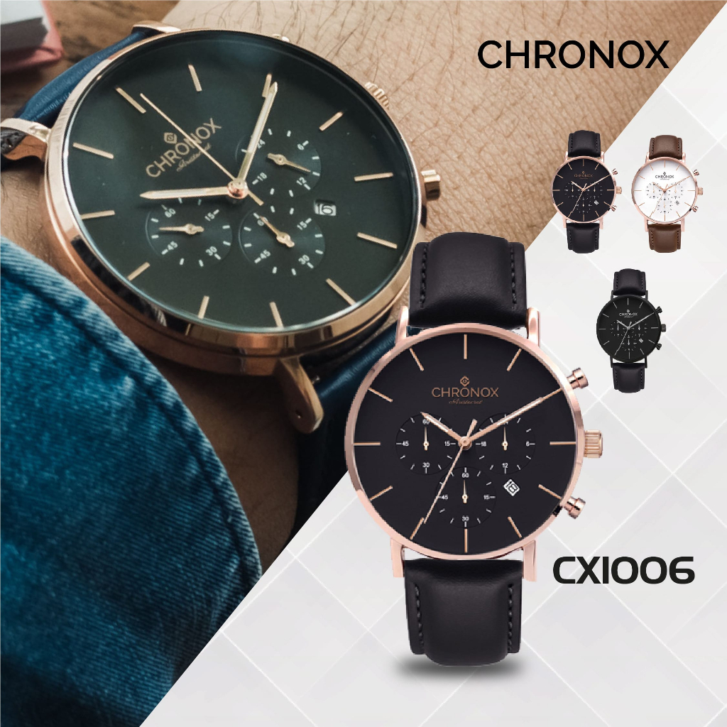 Jual CHRONOX Jam Tangan Pria Kulit Analog - CX1006 EVERLAST | Shopee ...