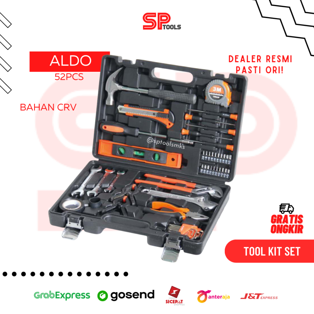 Jual TOOL KIT SET / TOOLBOX TOOL SET KOTAK PERKAKAS SET 52PCS CRV ALDO ...